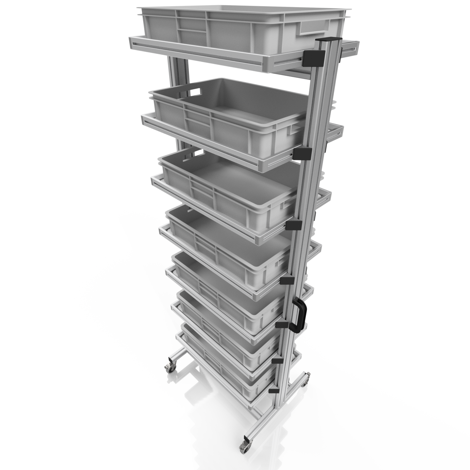 System trolley for Euro containers 60 x 40 H 200 cm without pull-out ...