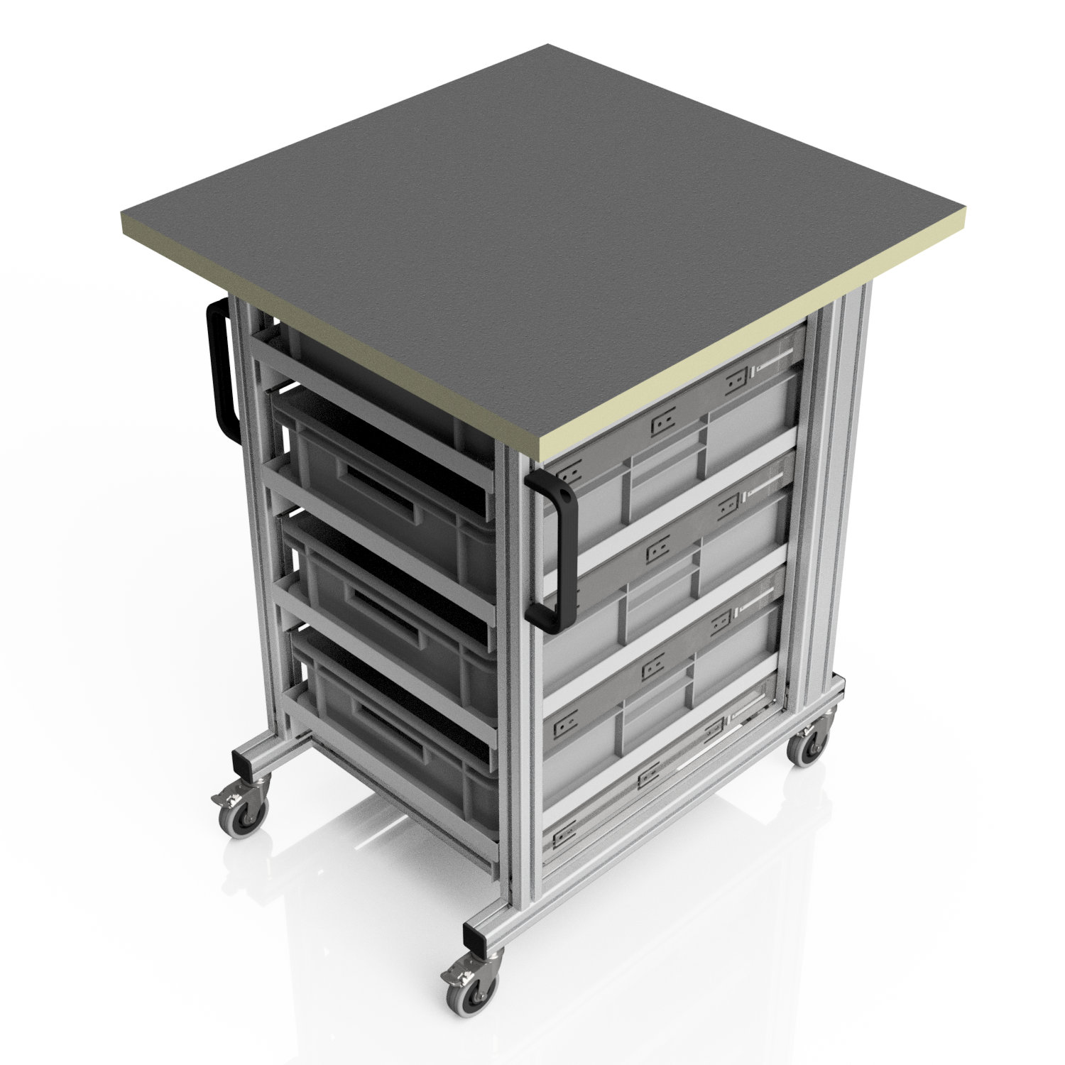 Systemtisch Pro Basismodul 70x72cm mit Eurobehälter | mit Eurobehälter | 30 mm Phenolharz ...