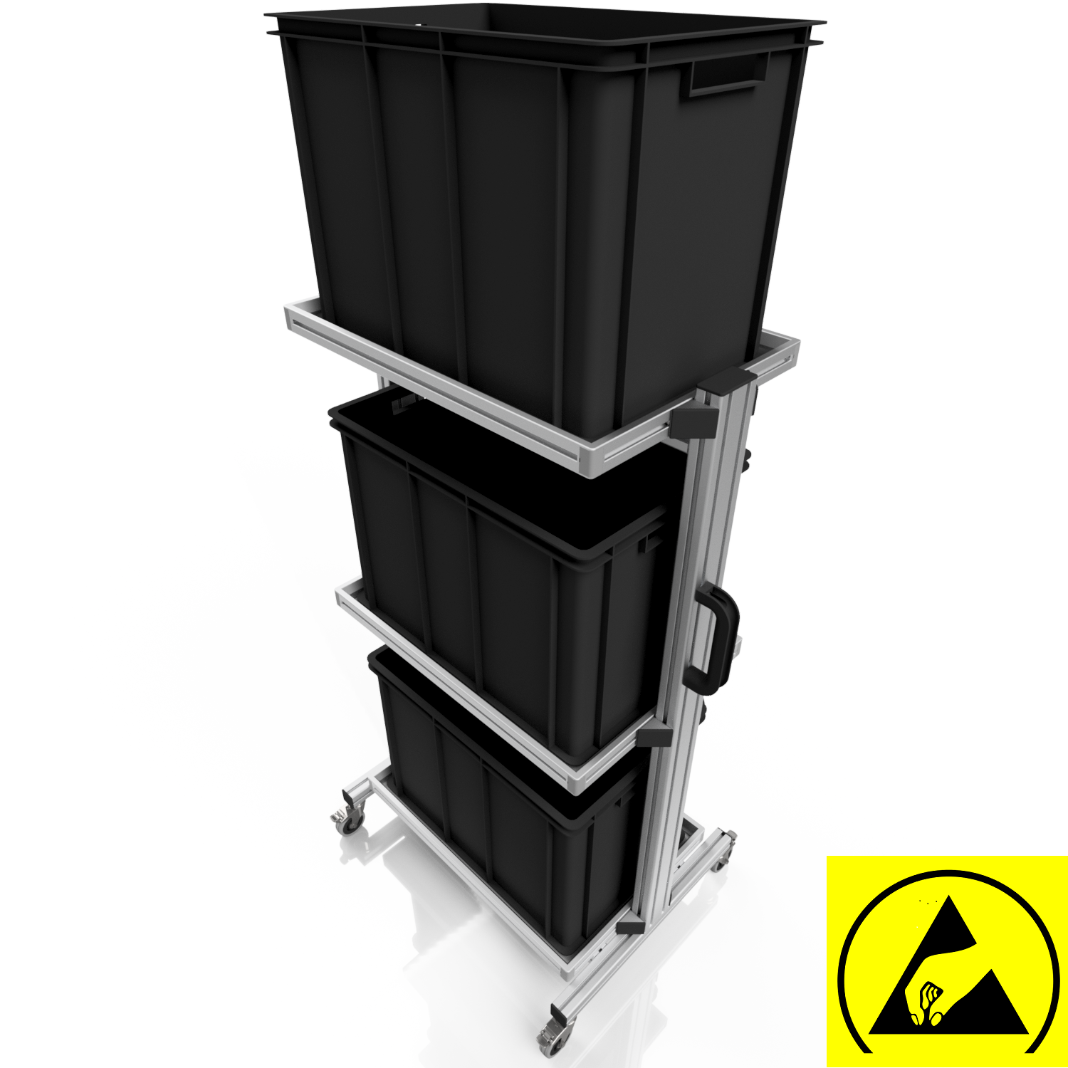 ESD system trolley for Euro containers 60 x 40 H 134 cm without pull ...