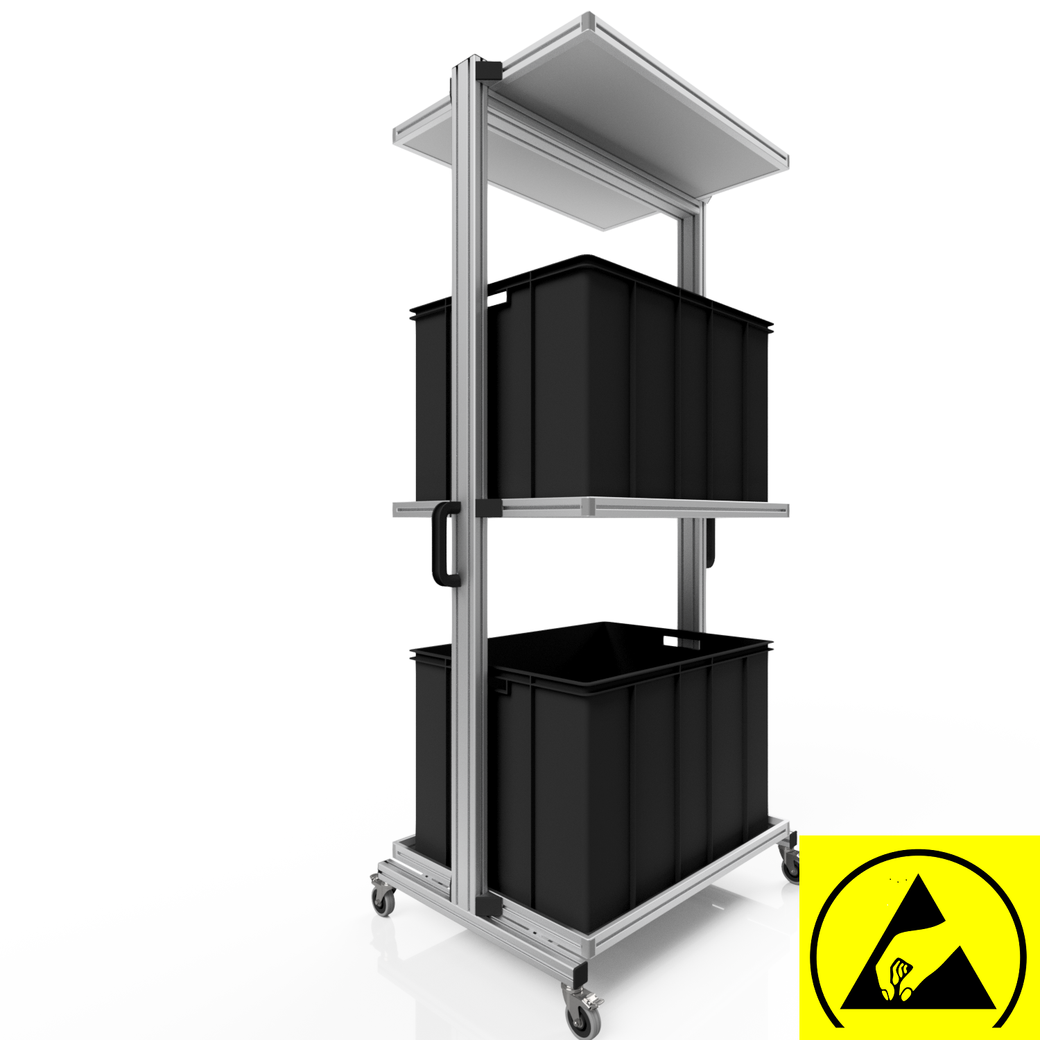 ESD system trolley for Euro containers 80 x 60 H 200 cm without pull ...