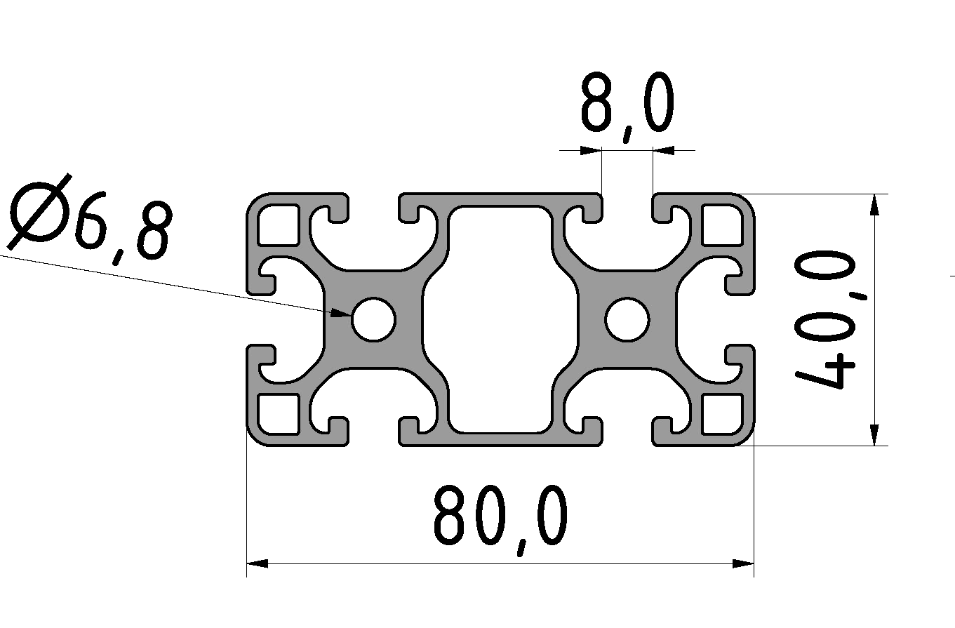 Profil 8 80x40 leicht natur – kompatibel zu item 0.0.026.34